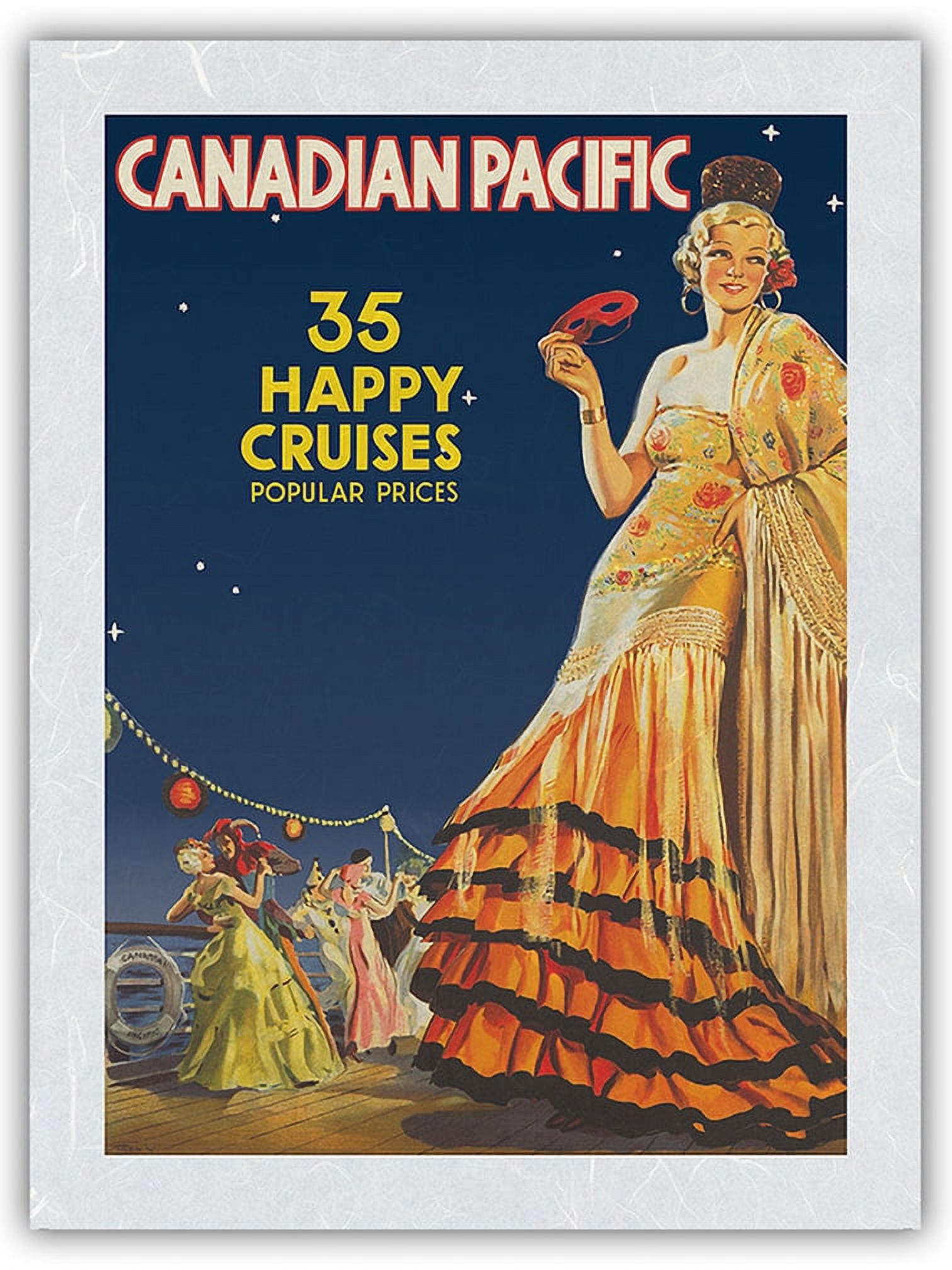 35 Happy Cruises - Canadian Pacific - Vintage Ocean Liner Travel Poster by Fred W. Purvis c.1935 ...