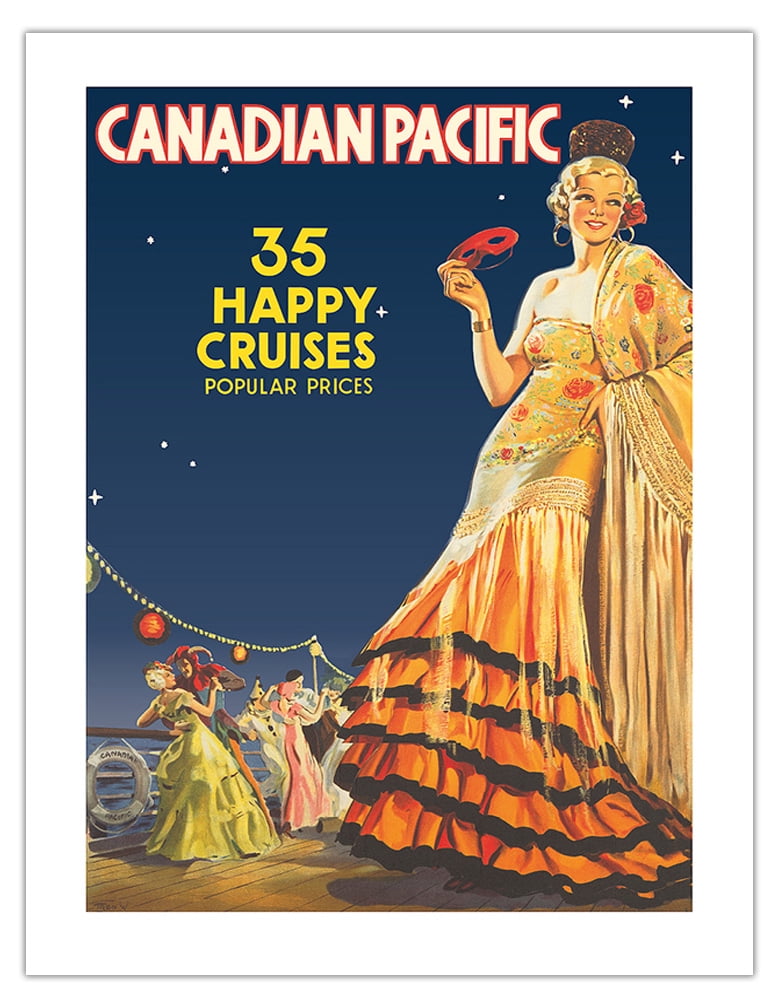 35 Happy Cruises - Canadian Pacific - Vintage Ocean Liner Travel Poster by Fred W. Purvis c.1935 ...