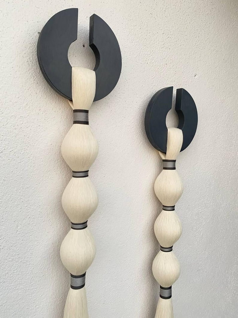 35-Inch Anthracite Macrame Wall Hanging, Modern Boho Tapestry ...