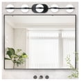 35 Inch Bathroom Vanity Light, 5 Bulb LED Wall Sconce, Modern Black ...