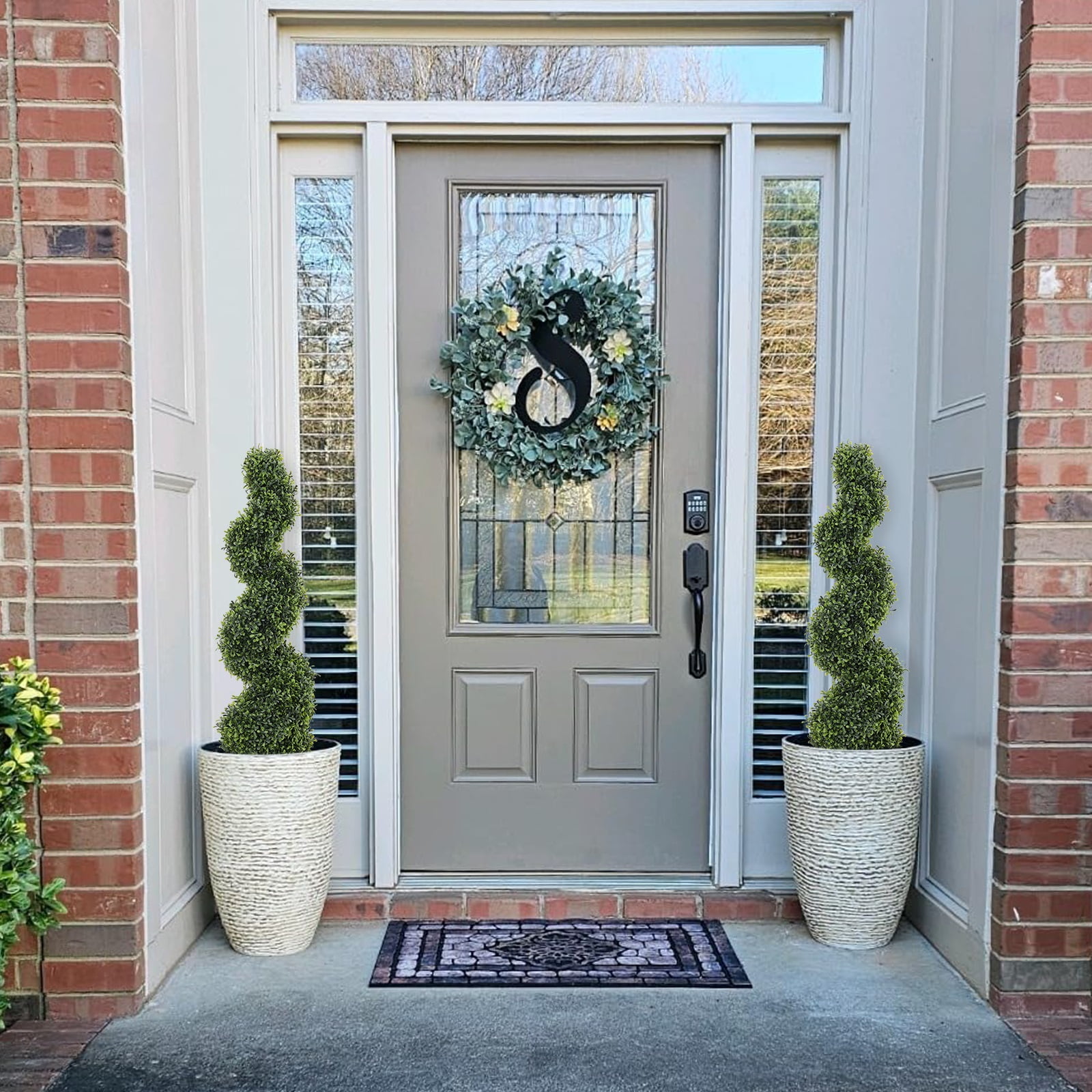 35 Inch Boxwood Artificial Spiral Topiary Trees Set of 2, Spiral Plants ...