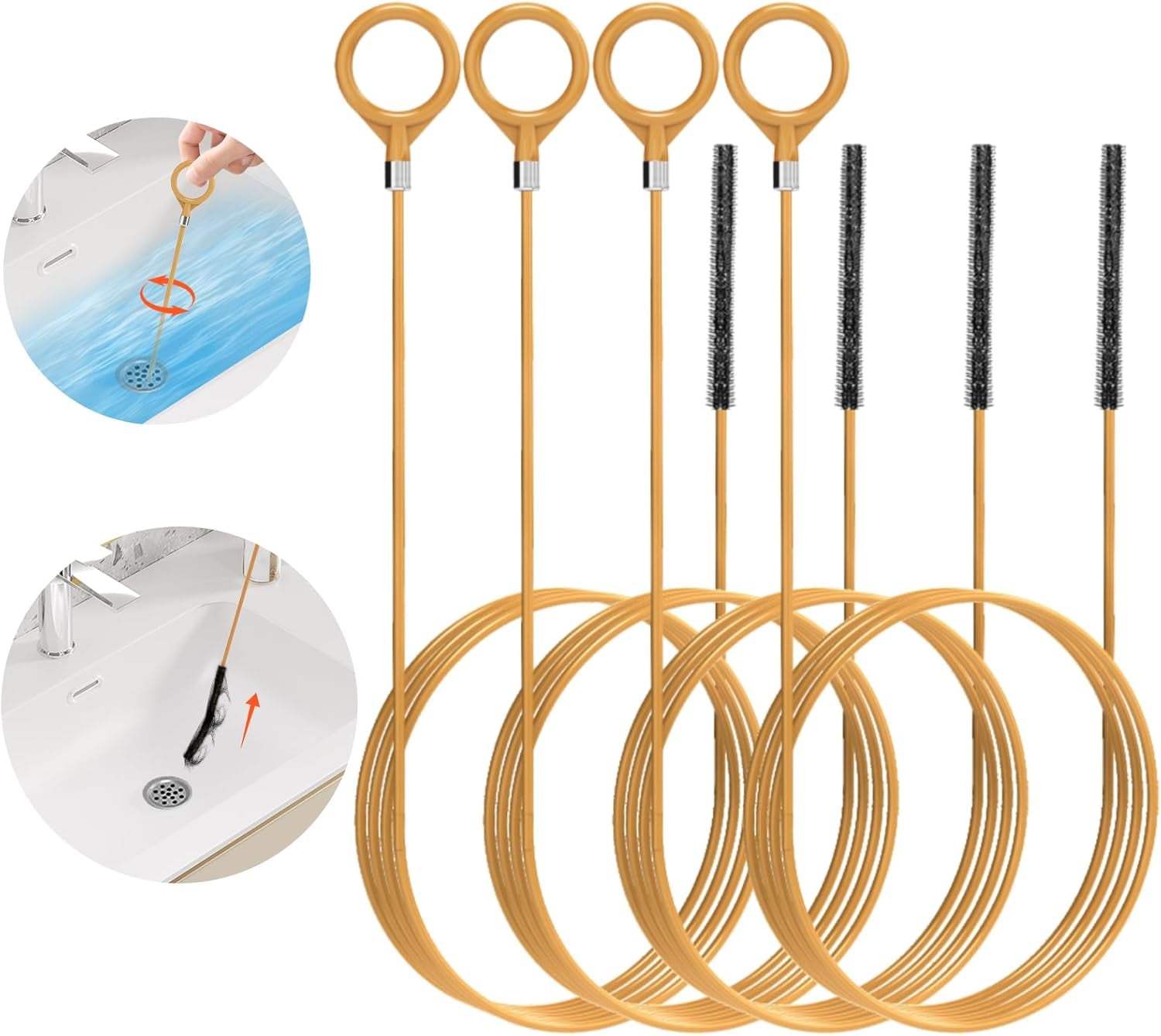 35 Inch Drain Snake Hair Clog Remover Tool, Anti-Break Metal with Nylon ...