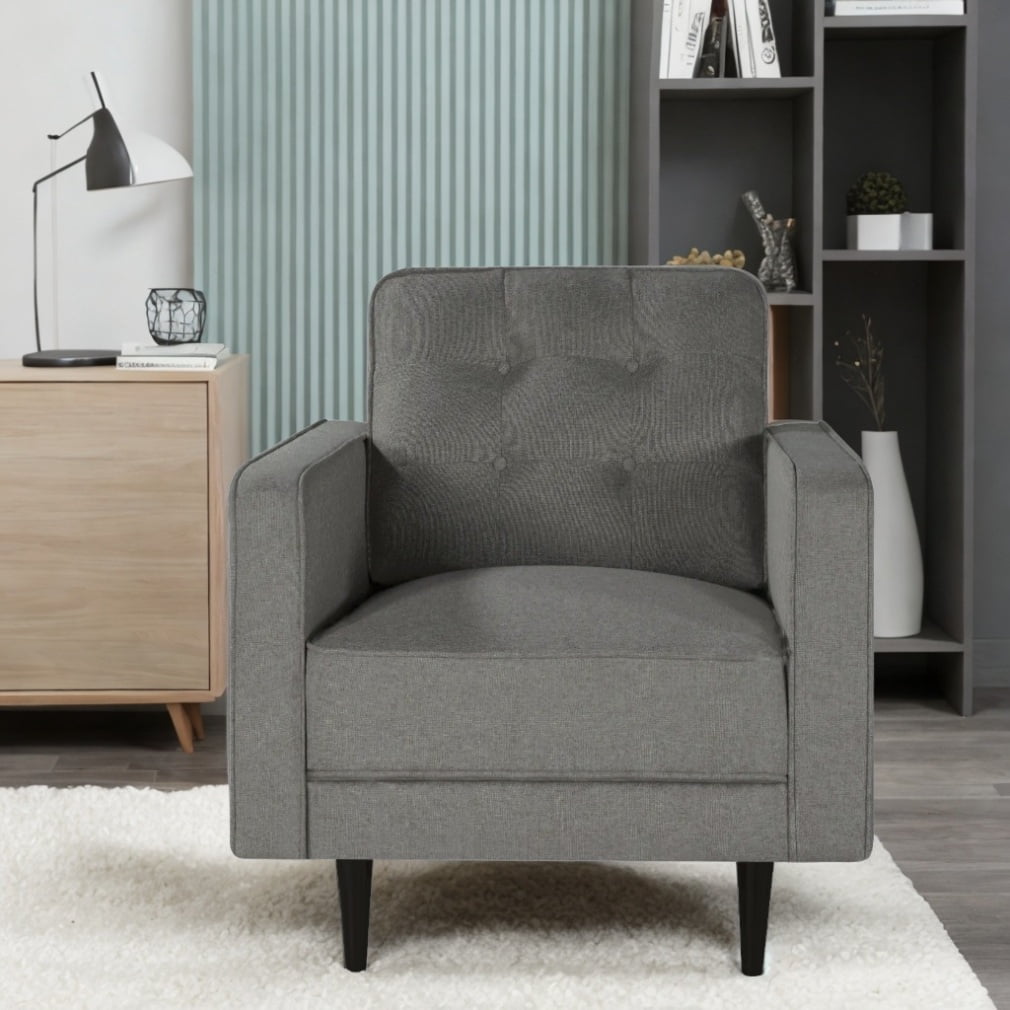 35 Inch Modern Wide Accent Chair, Single Armchair with Wooden Legs ...