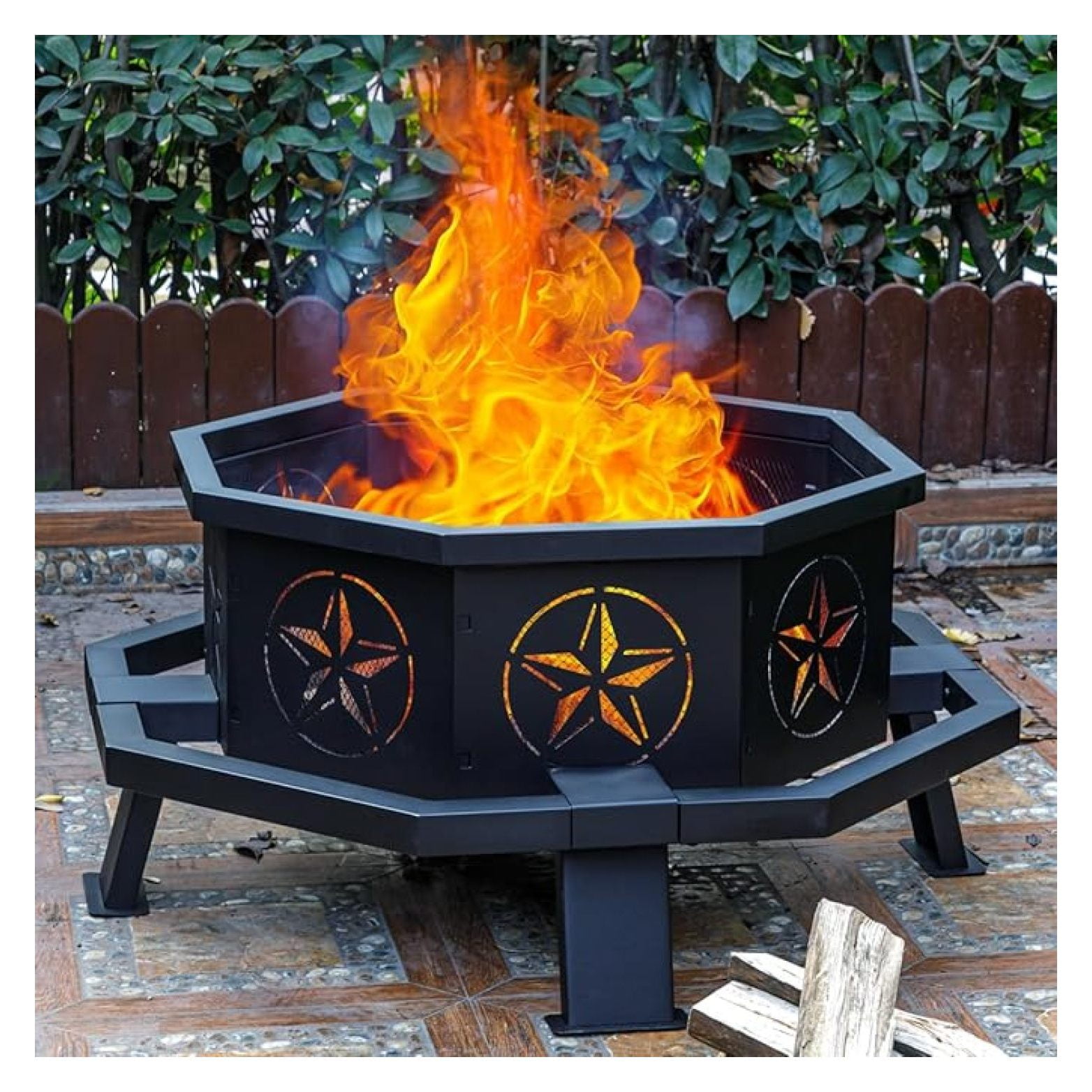 35 Inch Octagonal ,Outdoor ,Wood Burning Firepit for ,Firepits for ...