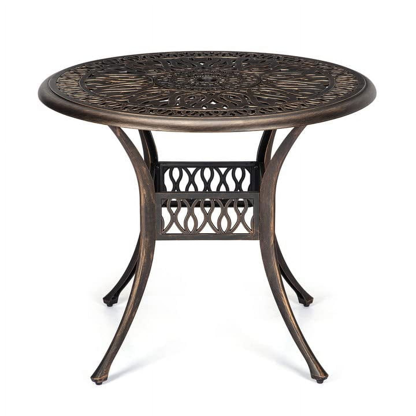 35 Inch Patio Dining Table for Outdoor Garden, Cast Aluminum Patio ...