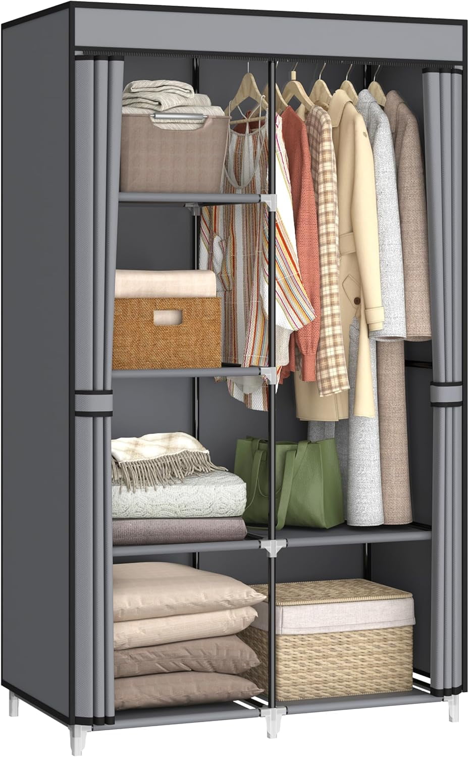 35 Inch Portable Wardrobe Closet for Small Room, Clothing Organizer ...