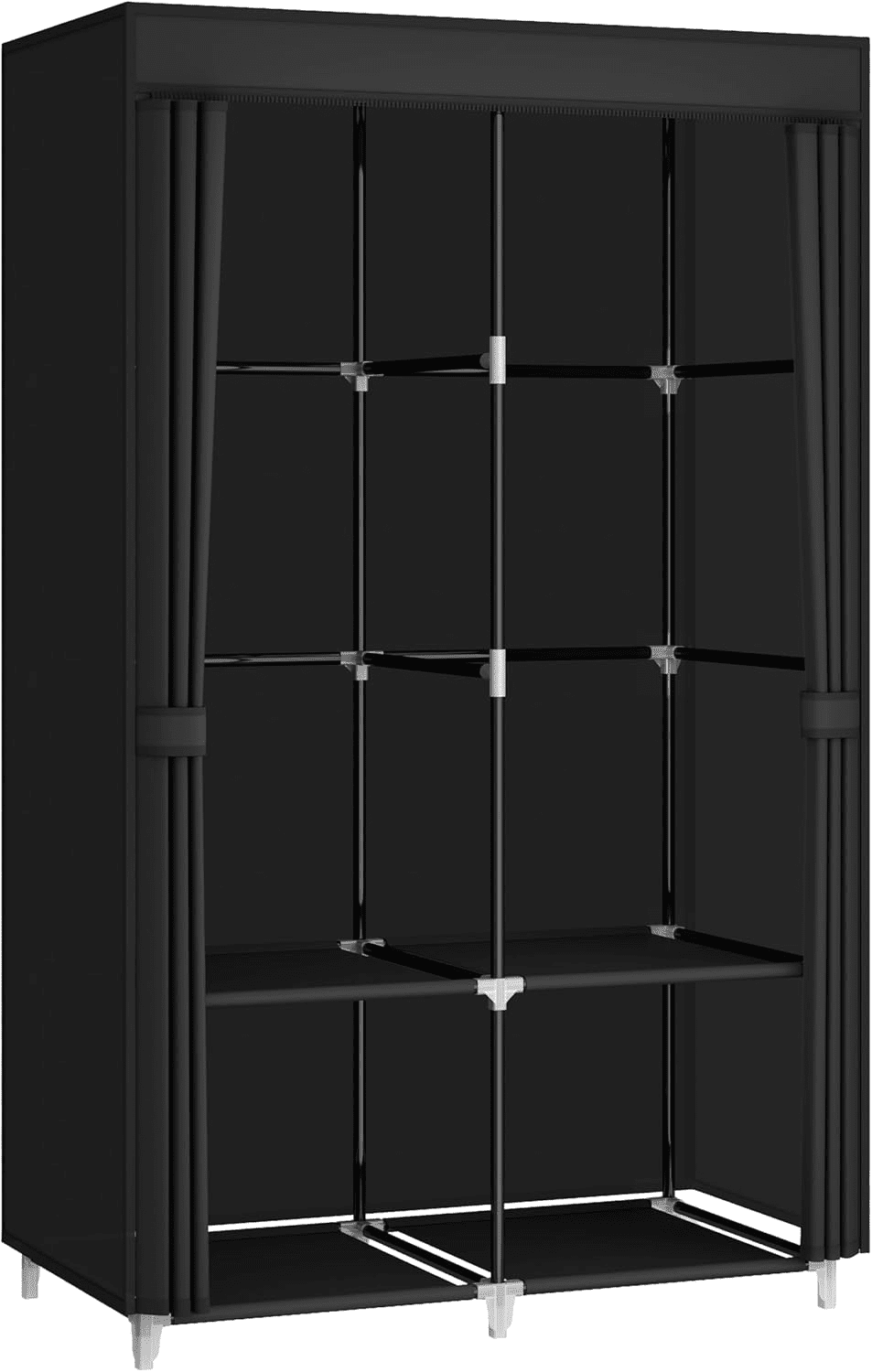 35 Inch Portable Wardrobe with 2 Hanging Bars and 4 Tiers for Small ...