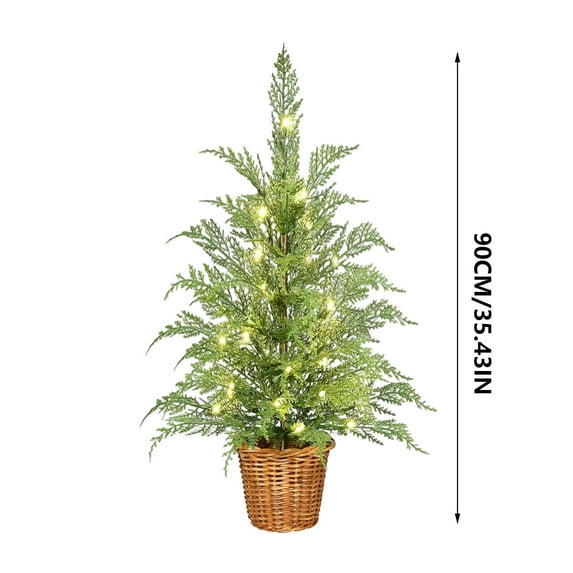 35-Inch Pre-Lit Flame Retardant Artificial Christmas Tree with Remote ...