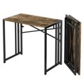 35 Inch Rustic Brown Folding Table for Home Office, Gaming, Studying ...