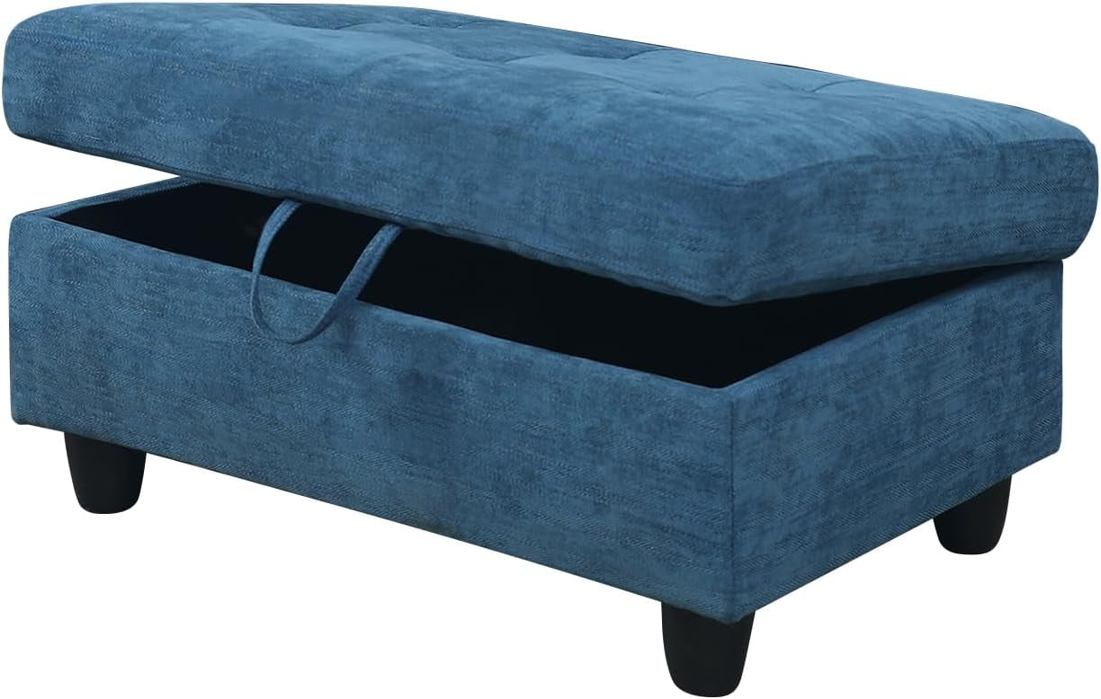 35 Inch Storage Ottoman Modern Small Ottoman with Storage Tufted Foot ...