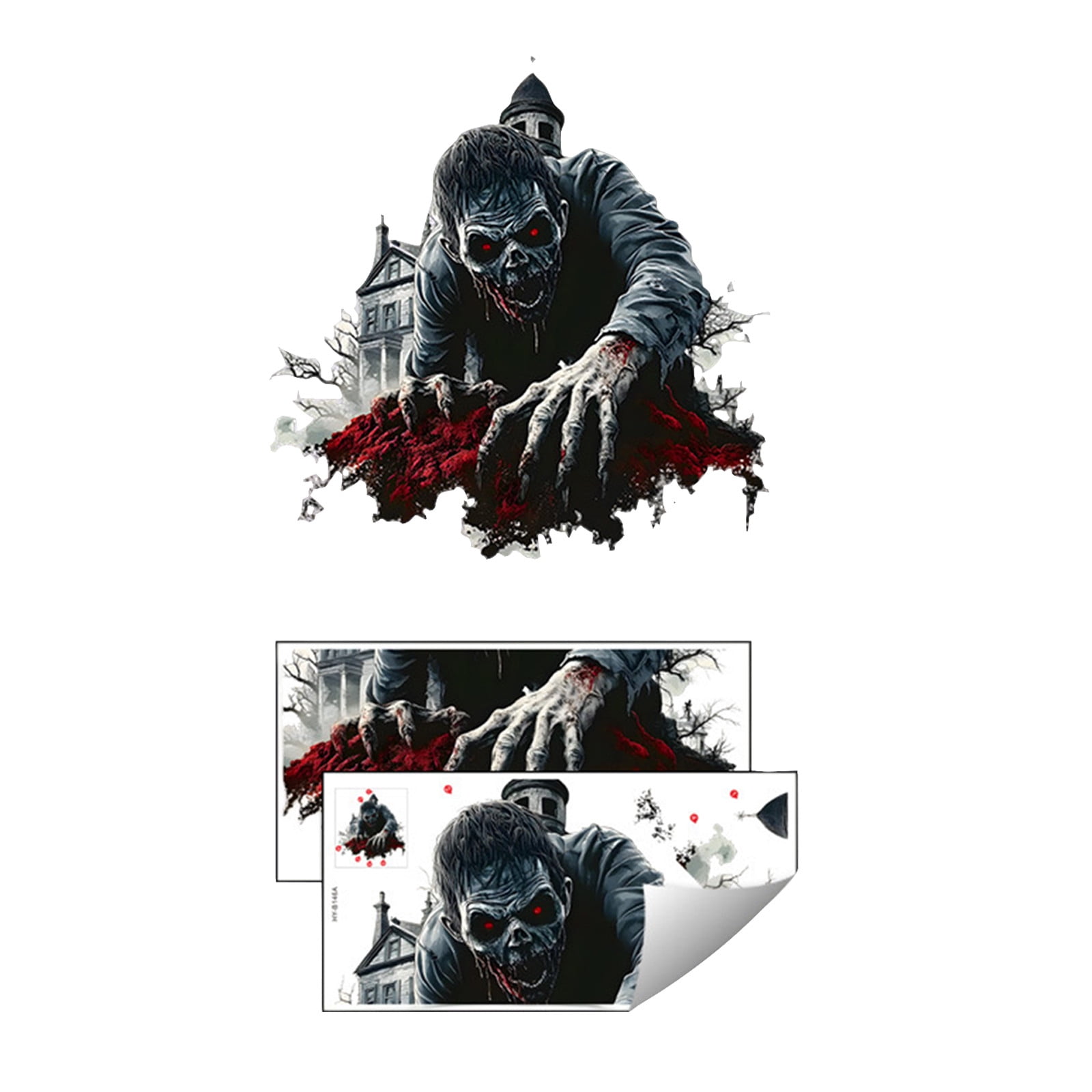 35 Inches Wide By 11.8 Inches High Large Horror Ghosts Wall Decals For ...