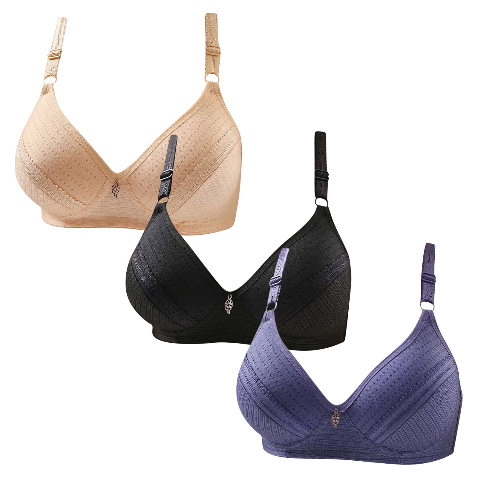 Joau 3 Pack Women's Wireless T-Shirt Bra Back Smoothing Minimizer Bra ...