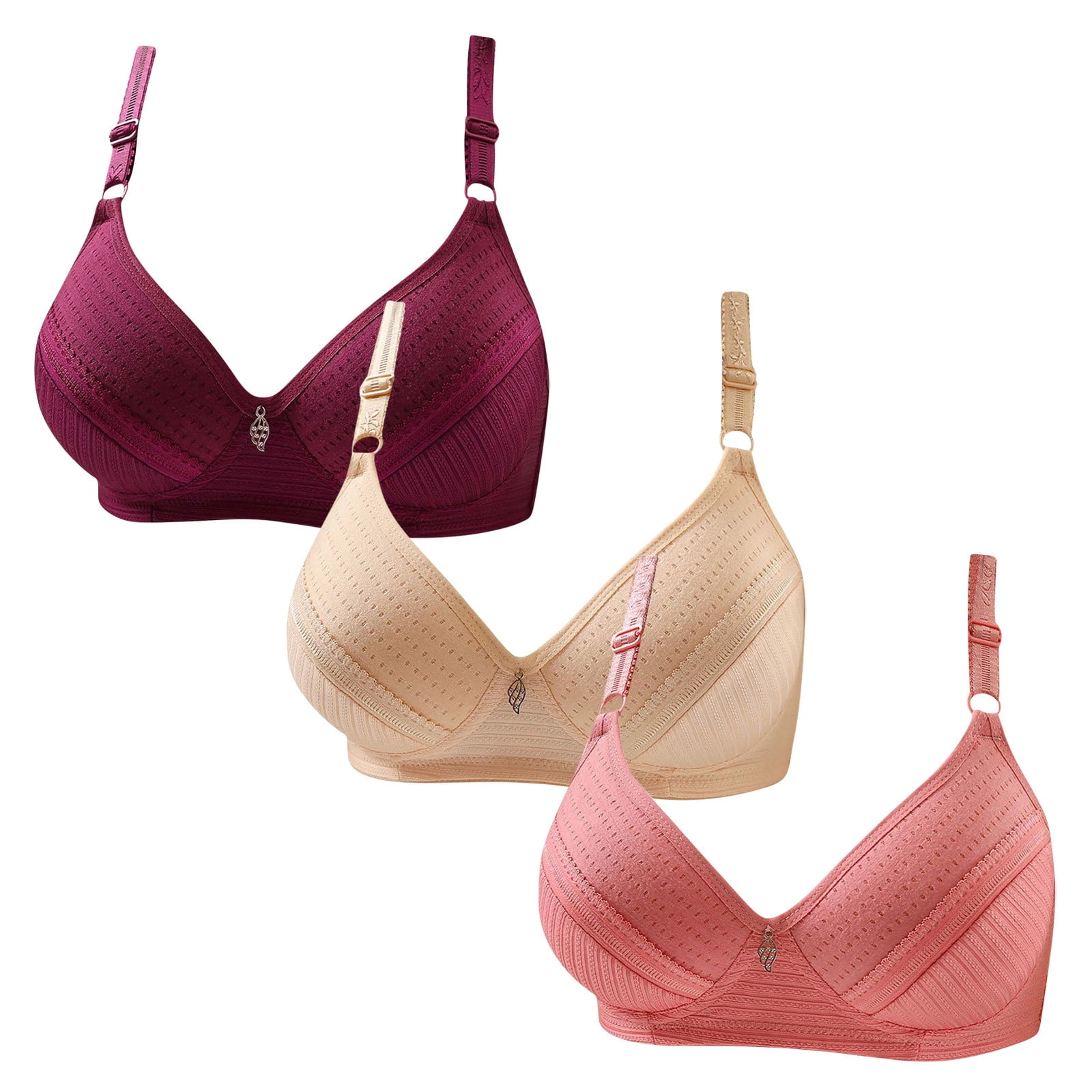 Joau 3 Pack Women's Wireless T-Shirt Bra Back Smoothing Minimizer Bra ...