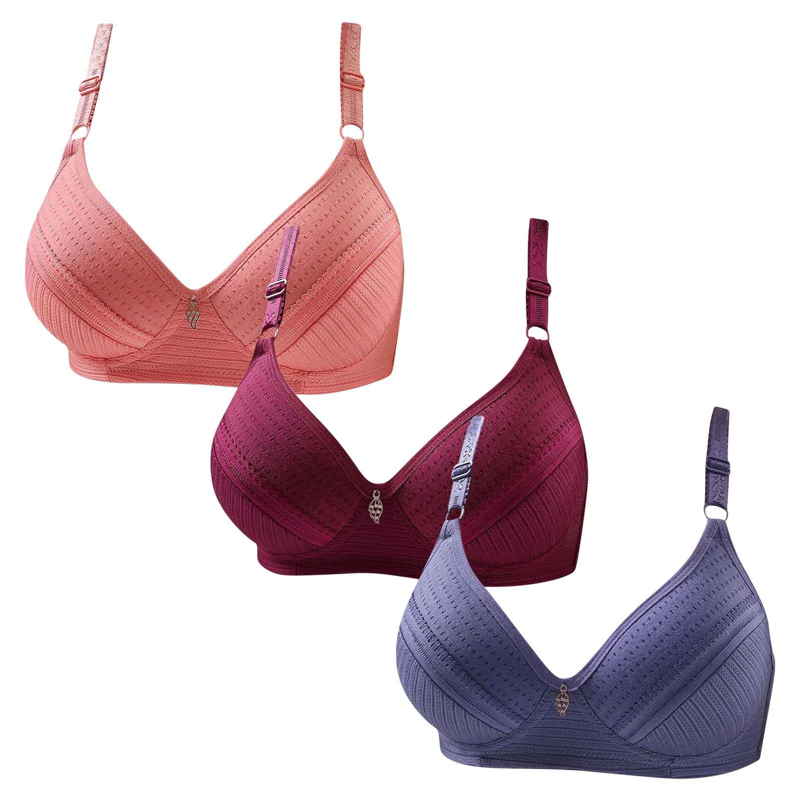 Joau 3 Pack Women's Wireless T-Shirt Bra Back Smoothing Minimizer Bra ...