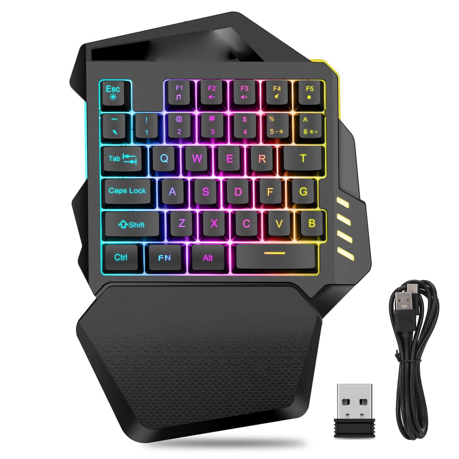 35 Keys Gaming Keyboard, One Handed Gaming Keyboard 2.4G Wireless ABS ...
