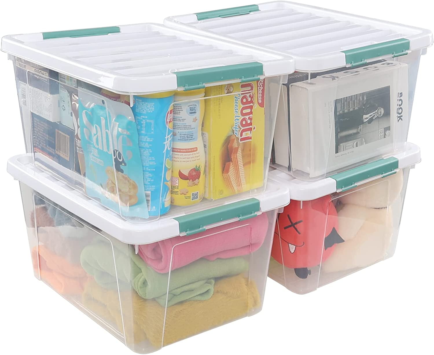 35 L Clear Large Storage Box, Plastic Storage Bins, Set of 4 - Walmart.com