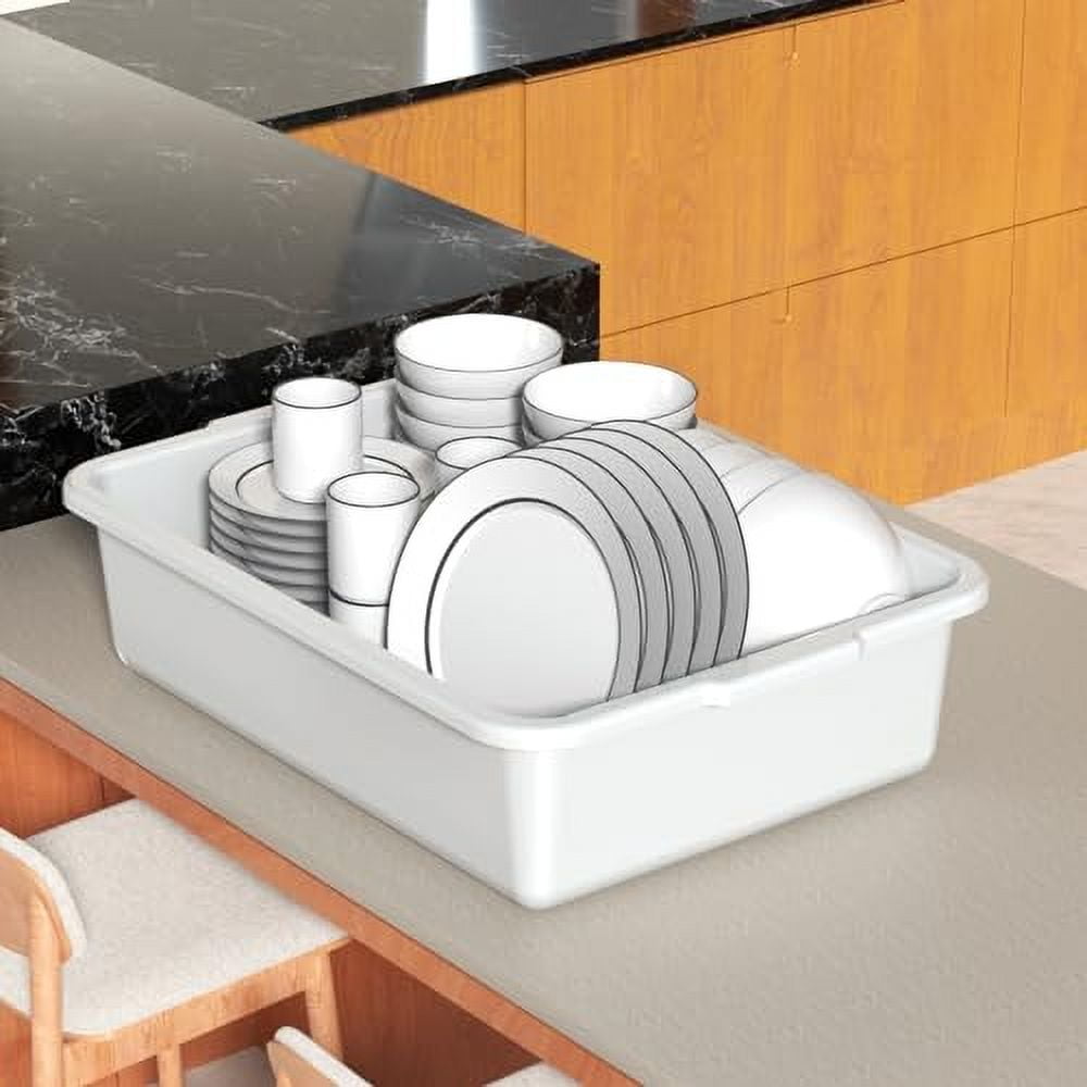 35 L Plastic Large Bus Bin, Commercial Bus Tubs, White, 4 Packs ...