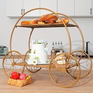35" Large Golden Metal Princess Carriage Cupcake Dessert Display Stand ...