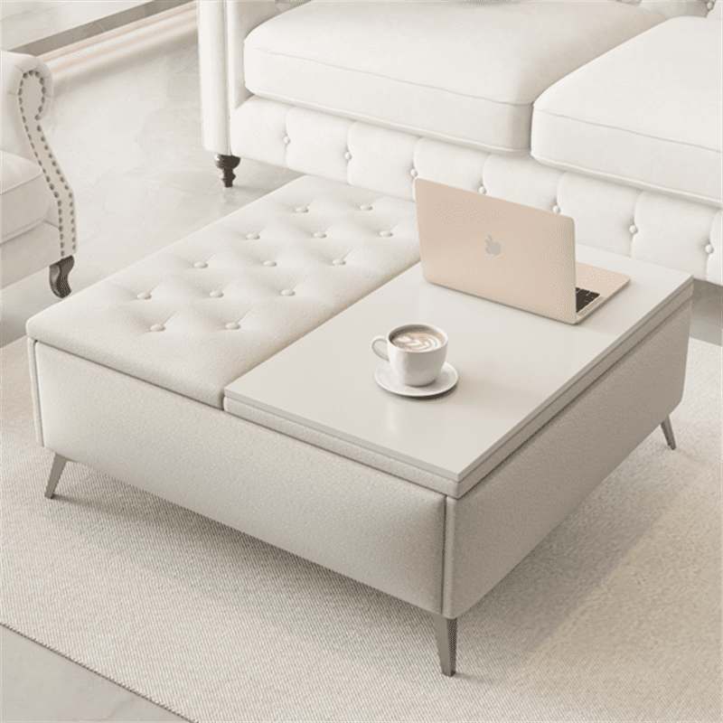 35" Large Square Ottoman with Storage - Lift Top Ottoman Bench Coffee ...