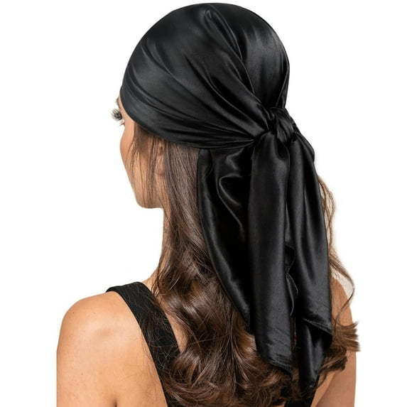 35" Large Square Satin Head Scarf,Silk Shiny Solid Color Scarves ...