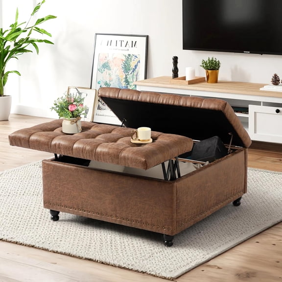 CHITA Large & Small Velvet Storage Ottoman Combo, Cobblestone Design ...