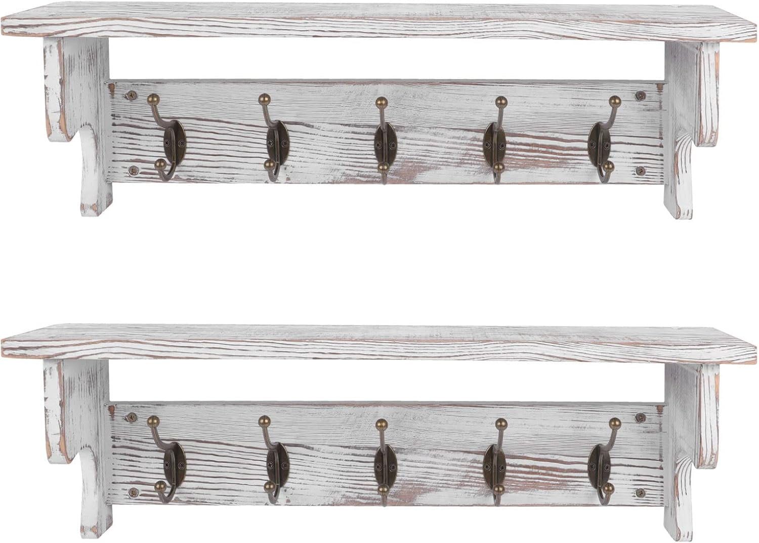 35" Long Coat Rack Wall Mount with Shelf, Rustic Wooden Entryway Shelf ...