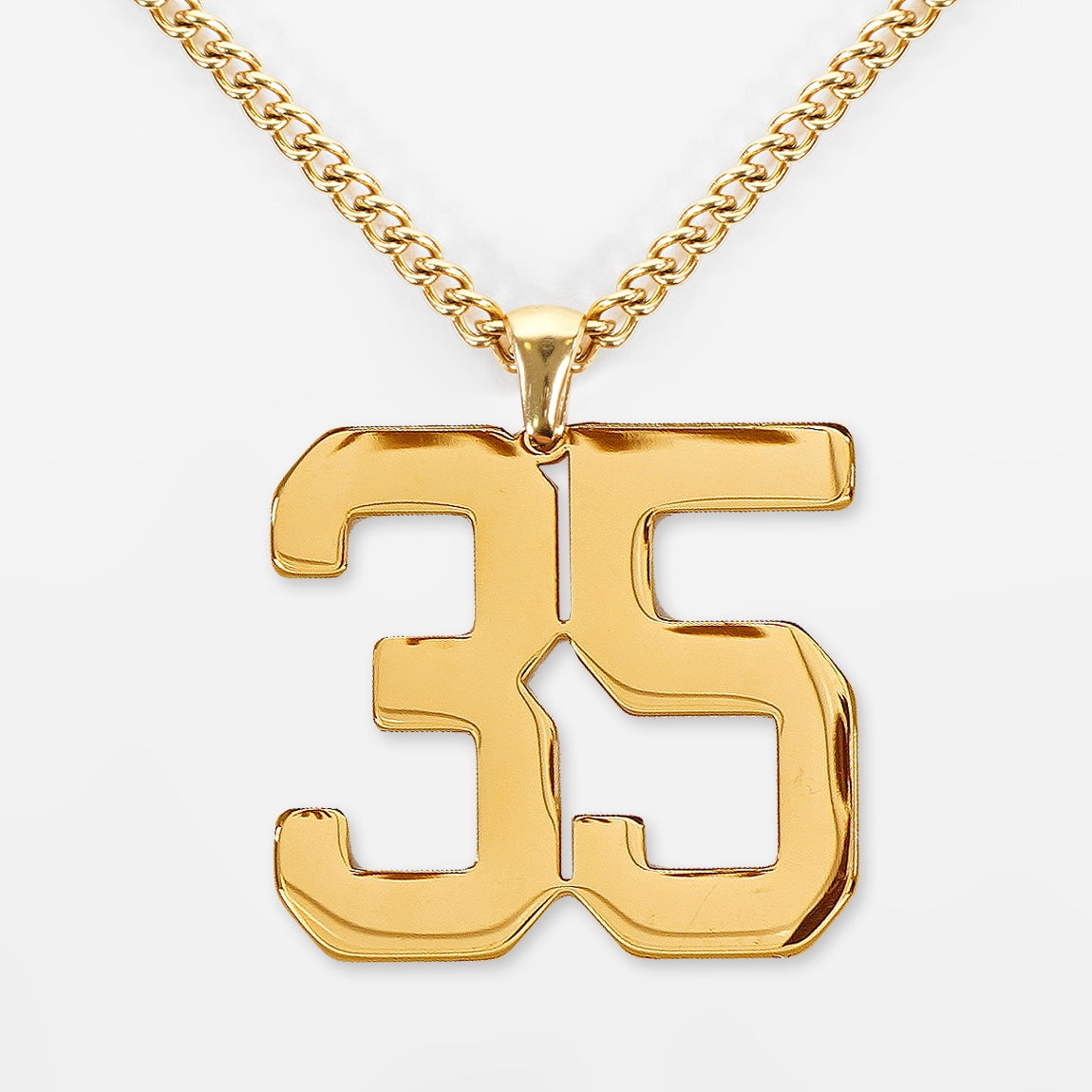 35 Number Pendant with Chain Necklace - Gold Plated Stainless Steel ...