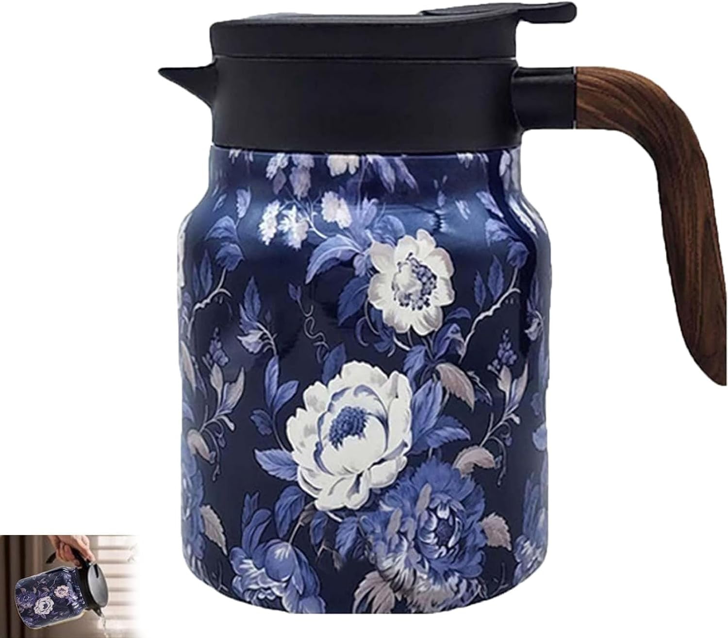 35 Oz Vintage Floral Tea Pot with Infuser,Insulated Stainless Steel ...
