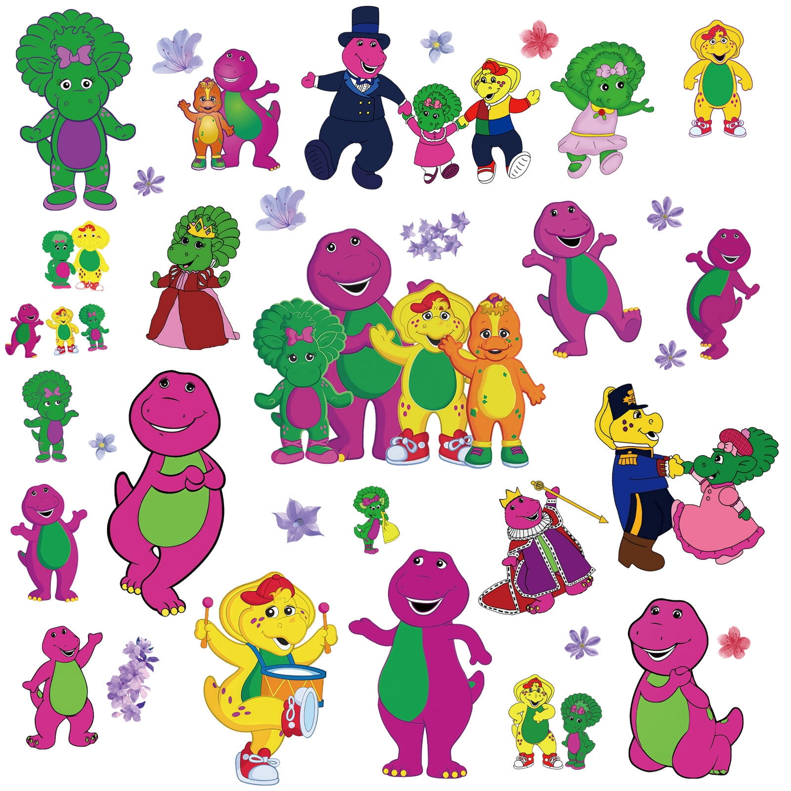 35 PCS For Barney and Friends Theme Wall Stickers,Removable PVC Decals ...