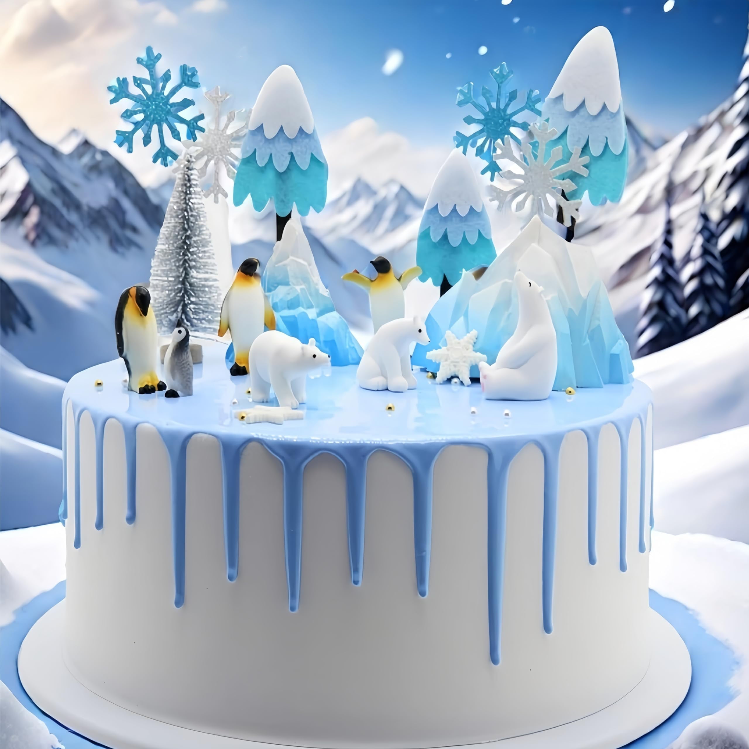 35 PCS Penguin Cake Topper Polar FSH1 Bears Cake Topper Winter Party ...