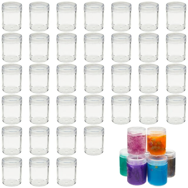 35-Pack 1.2 oz Mini Plastic Jars with Lids for Craft, Beads, Slime ...