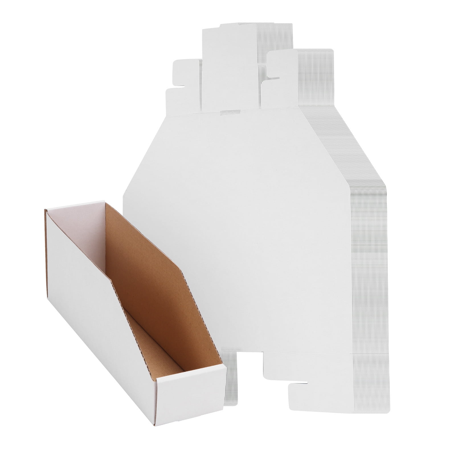 12x3x4.5 Inch Cardboard Storage Bins 35 Pack, White Cardboard Boxes ...