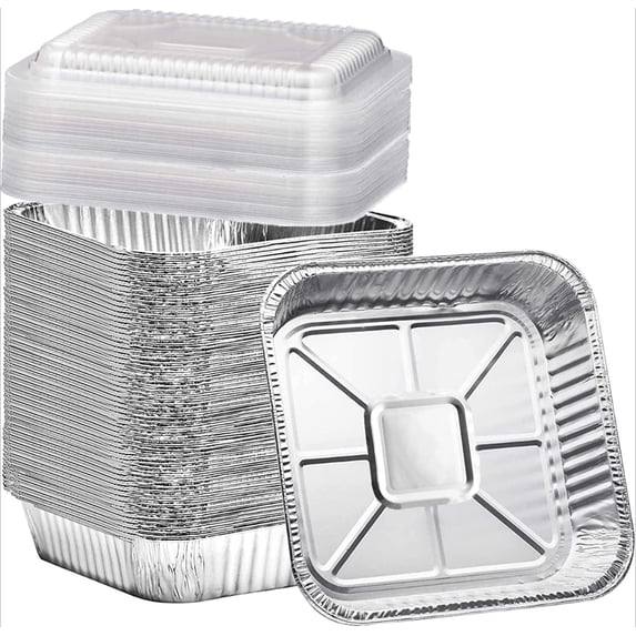 (35 Pack) 8"x8" Aluminum Pans with Clear Plastic Lids - Square Baking ...