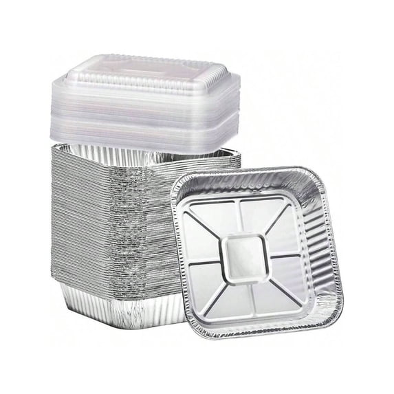 35 Pack 8x8 Square Aluminum Baking Cake Pans With Plastic Lids - Foil ...