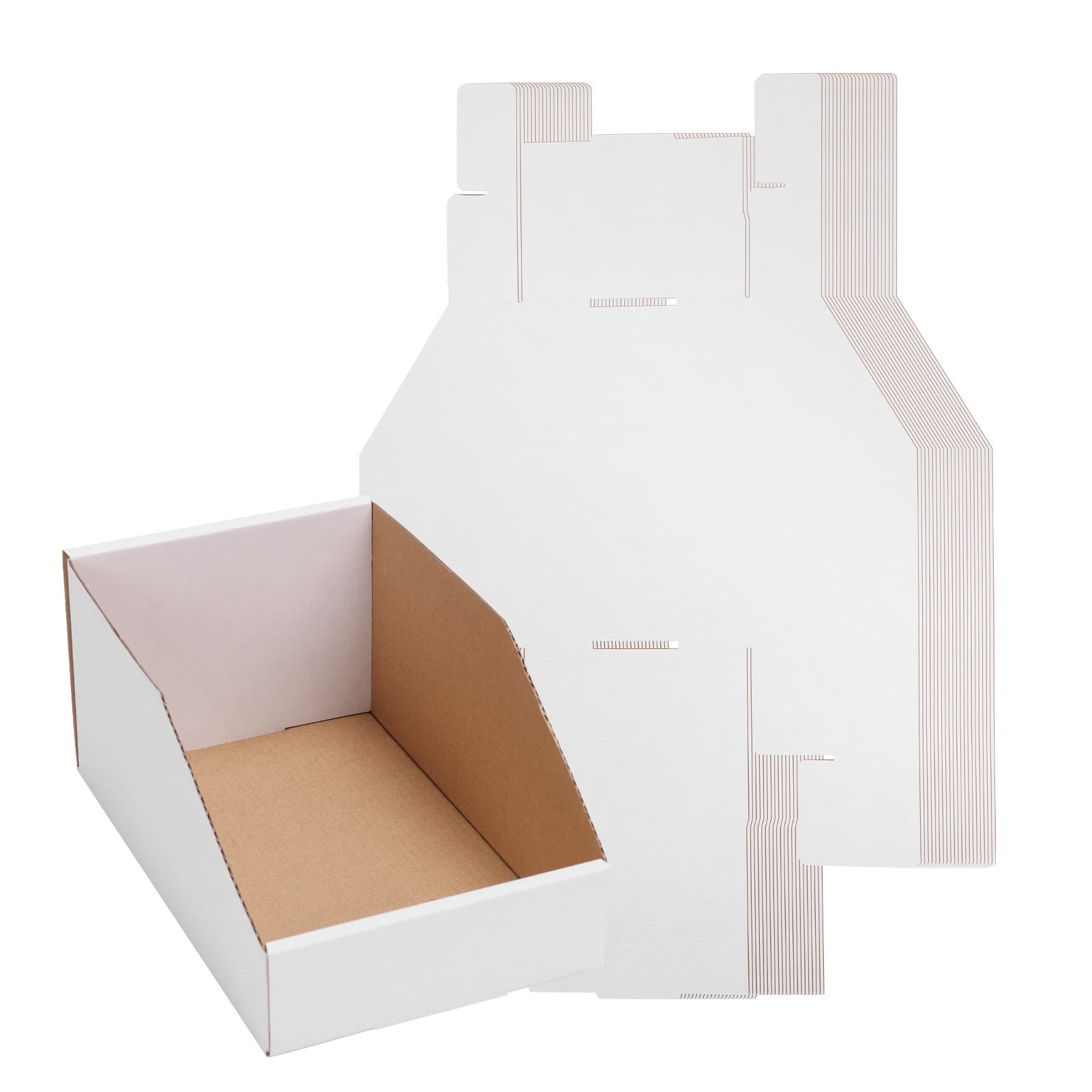 9.4x6x4.5 Inch Cardboard Storage Bins 35 Pack, White Cardboard Boxes ...