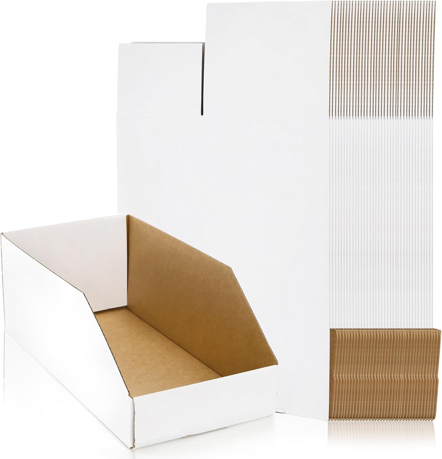 35 Pack Cardboard Storage Bins, 12" x 6" x 4.5" Corrugated Open Top Box ...