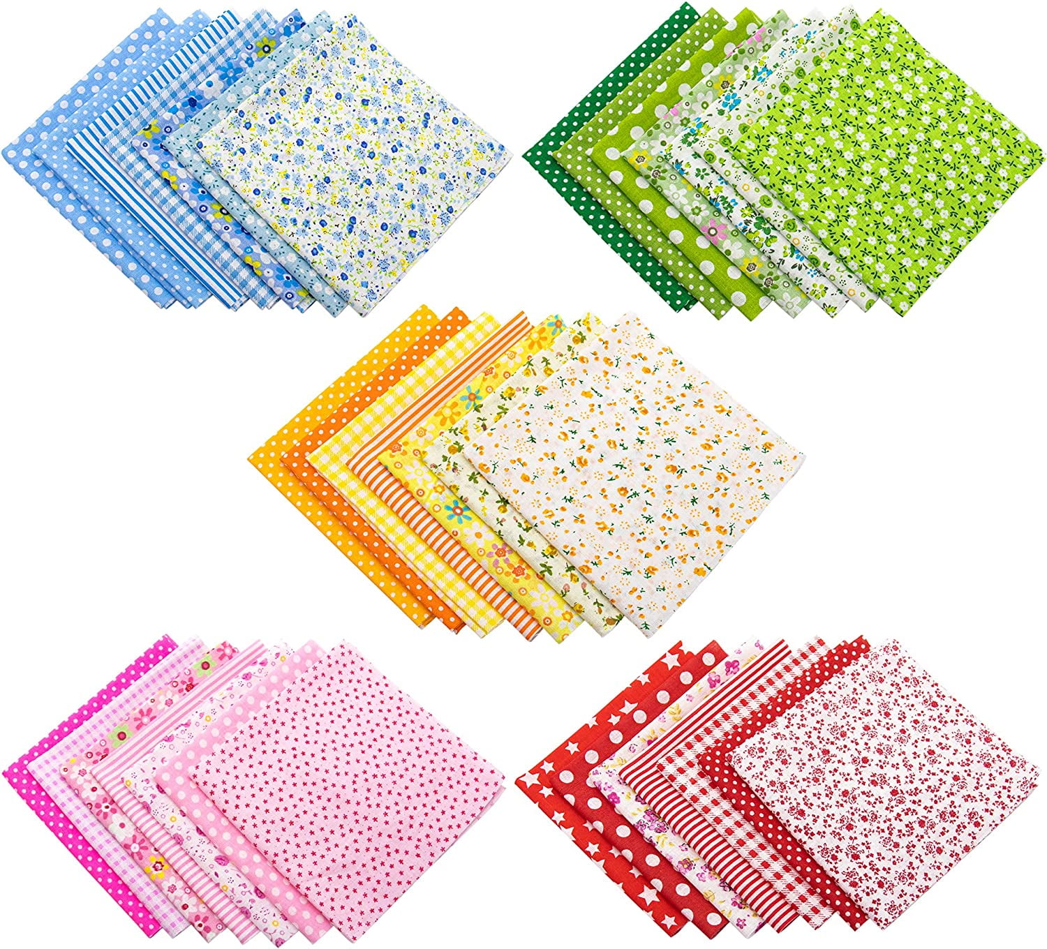 35 Pack Cotton Print Fabric Bundle Squares 9.8"x9.8" Quilting Sewing ...