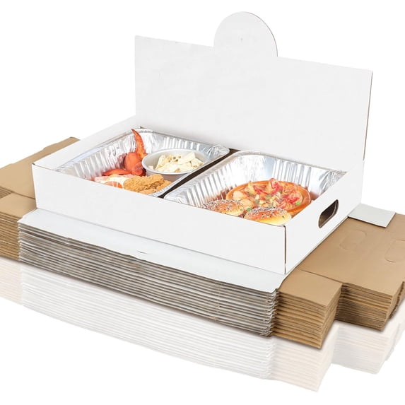 35 Pack Pop-up Catering Box 22 x 13.5 x 3.5 Inch Kraft Corrugated Full ...