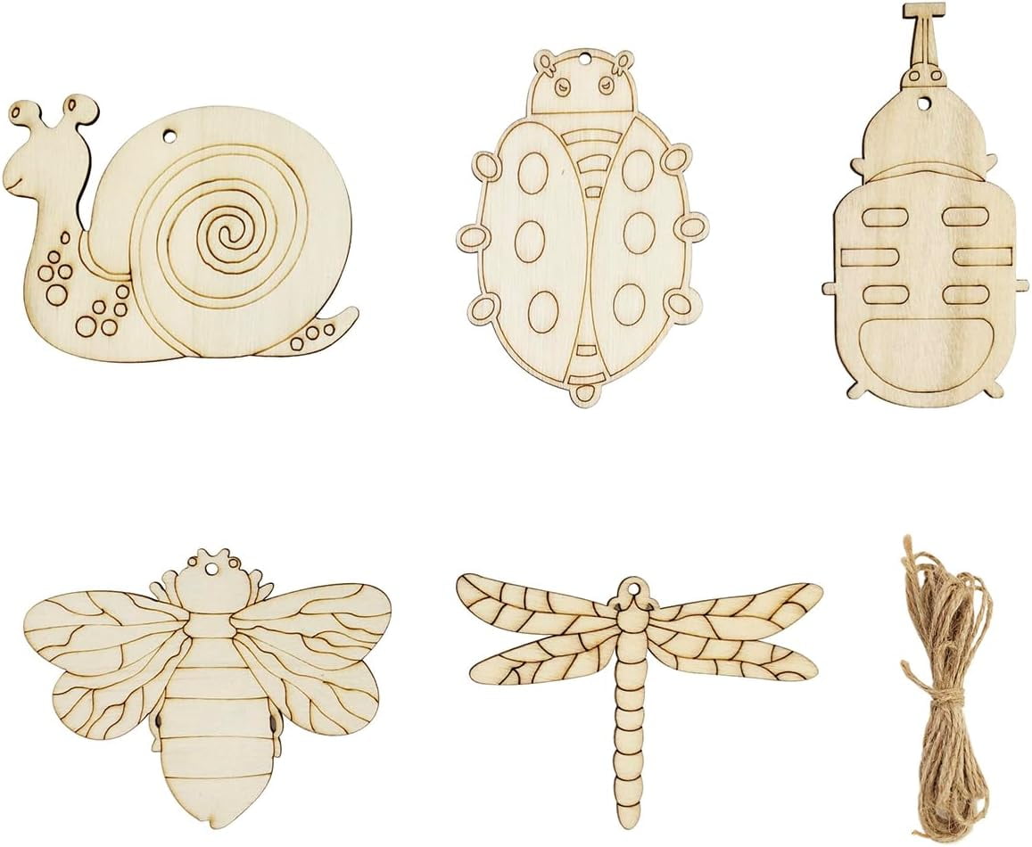 35 Pack Wood Insect Animal Cutouts Wooden Insect Animals Paint Crafts ...