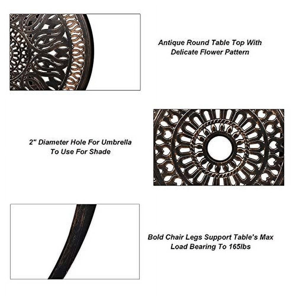 35" Patio Bistro Round Dining Table Cast Aluminum Bistro Table with ...