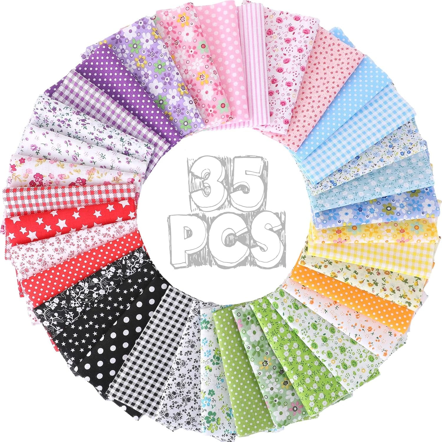 35 Pcs 100% Cotton Fabric Quilting Patchwork Fabric Fat Quarter for ...
