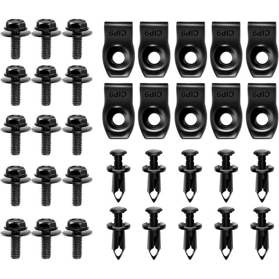 35 Pcs Body Bolts & U-nut Clips- M6 Engine Under Cover Splash Shield ...