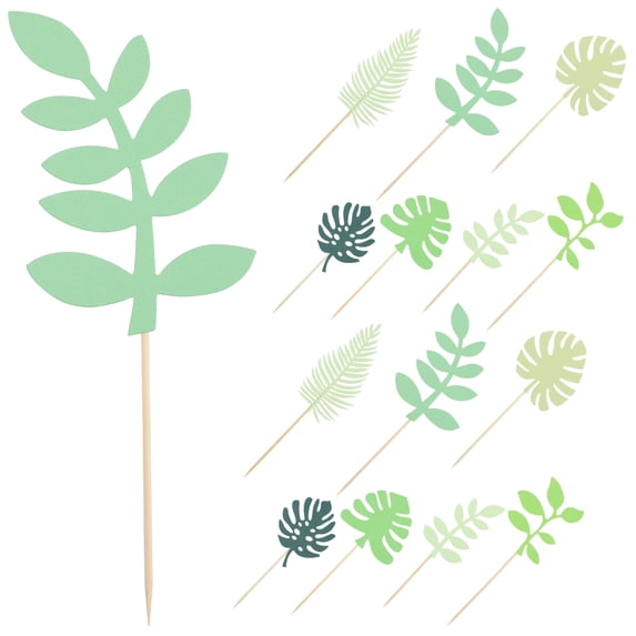 35pcs Green Leaves Cupcake Toppers Tropical Greenery Jungle Plants Cake ...