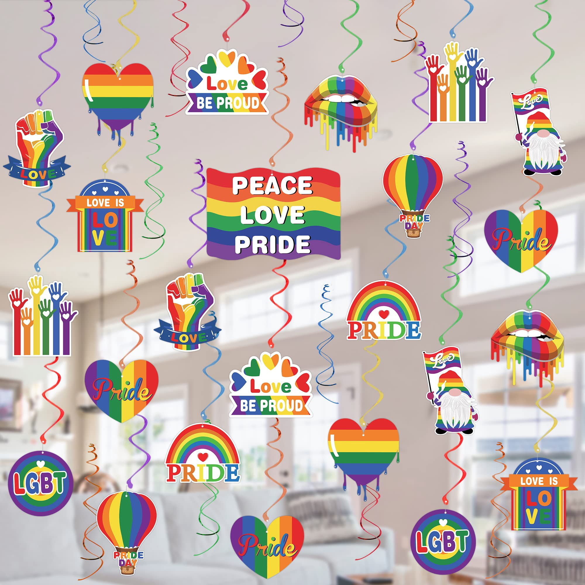 35 Pcs Gay Pride Decorations Hanging Swirls - Love is Love Pride ...