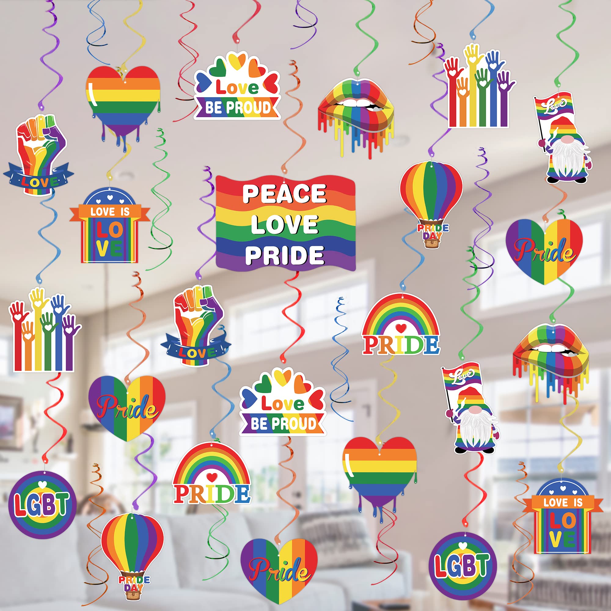 35 Pcs GayTRDN Pride Decorations Hanging Swirls - Love is Love Pride ...