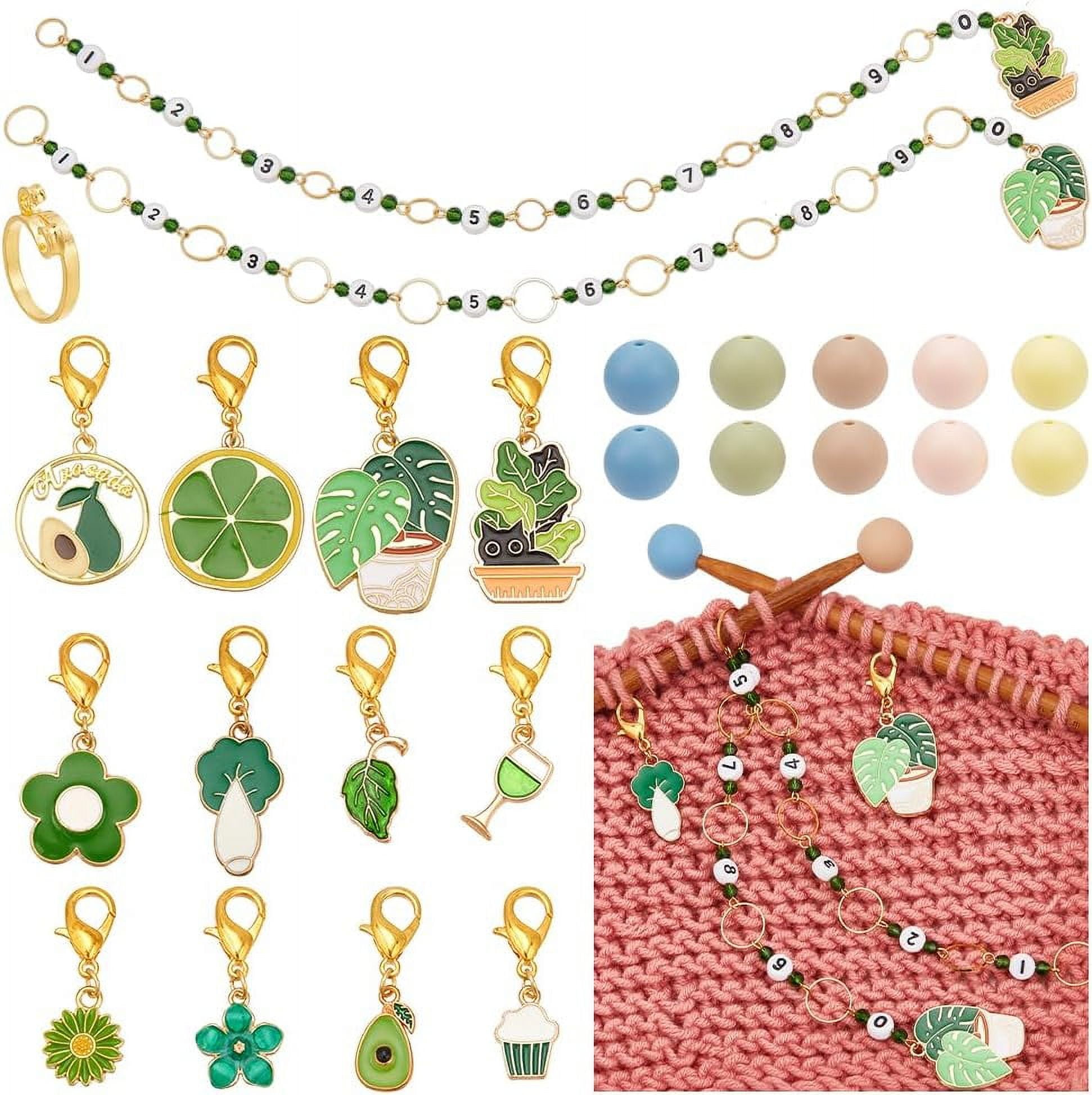 35 Pcs Knitting Accessories Kit Including 12Pcs Green Plants Stitch ...