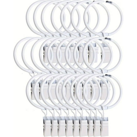 35 Pcs Openable Curtain Clips with Rings White 2Inch Strong Metal ...