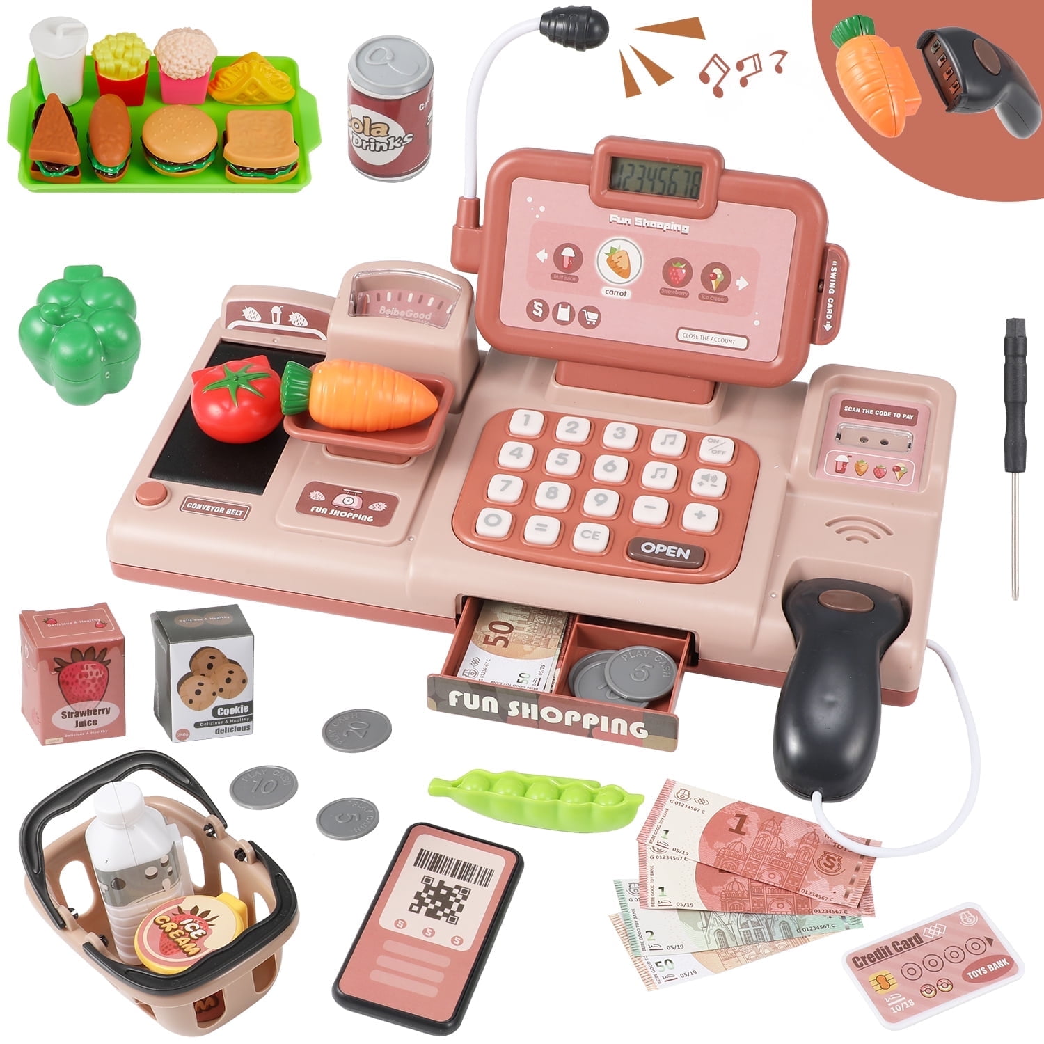 35 Pcs Toy Cash Registers for Kids, Pretend Play Cash Register with ...