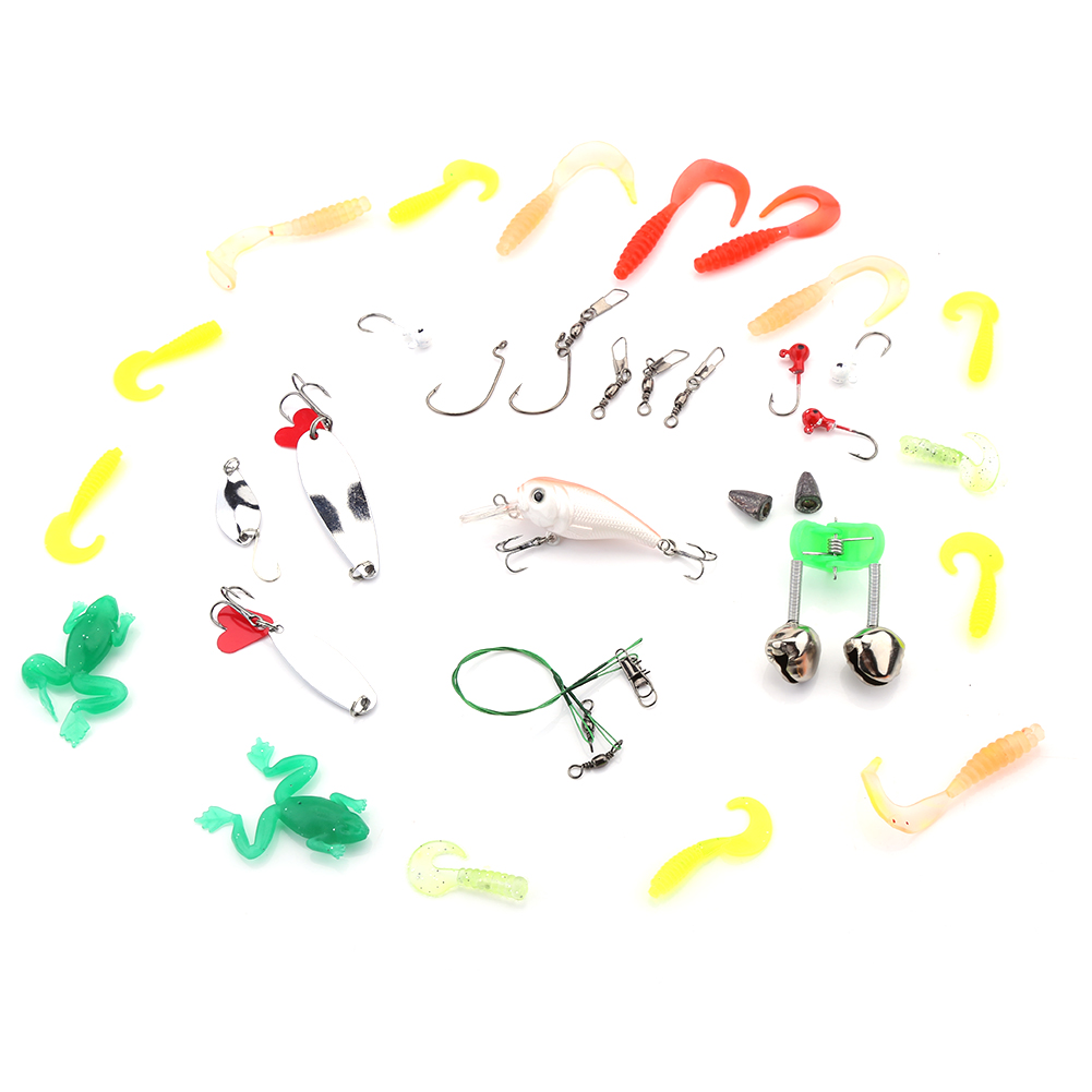 35-Piece Assorted Lures Collection including Hard Baits, Soft Worms ...