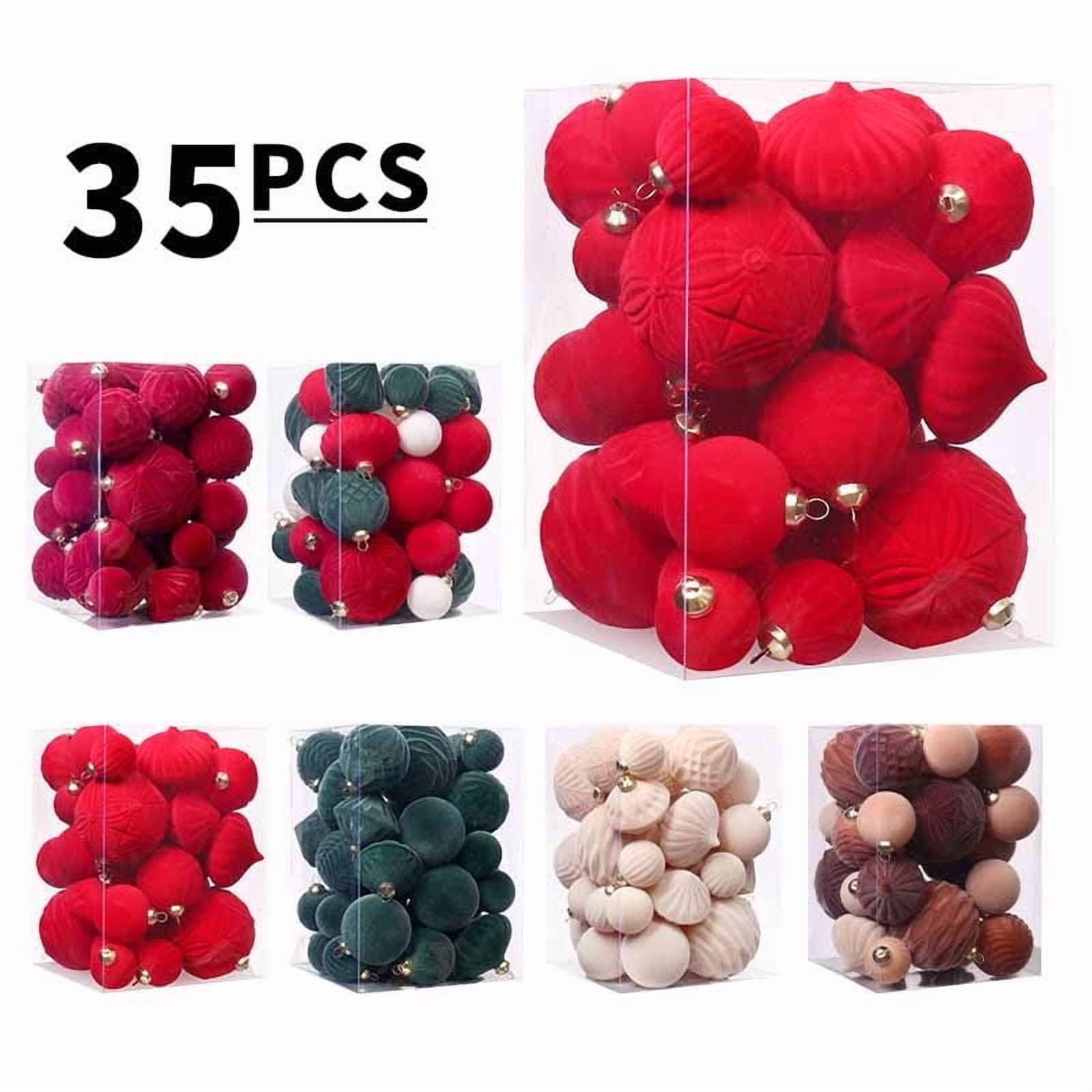 35-Piece Boutique Flocked Christmas Ball Set, Christmas Tree Decorative ...